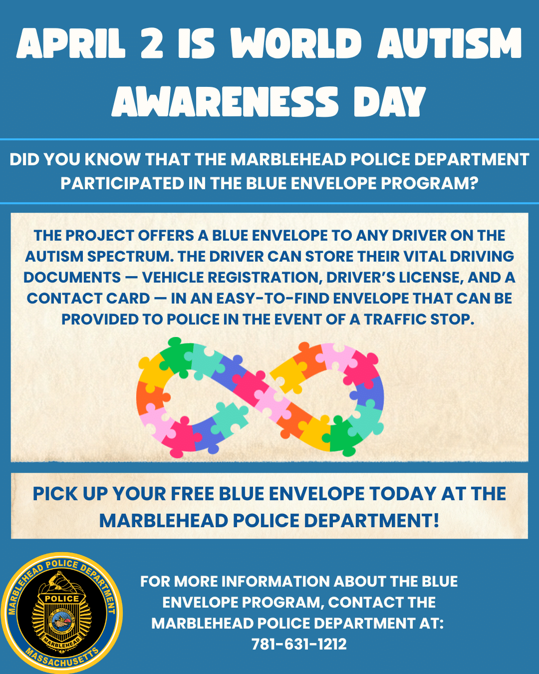 Marblehead Police Remind Residents of Blue Envelope Program on World ...